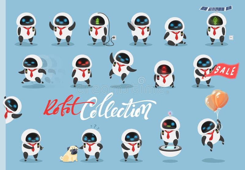 Set Character Robot Android. Characters Cartoon in Flat Style with ...