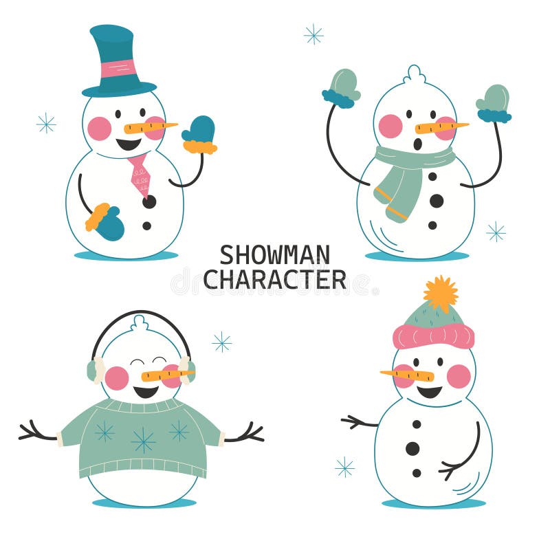 Set Character Snowman. Vector Illustration Stock Vector - Illustration ...