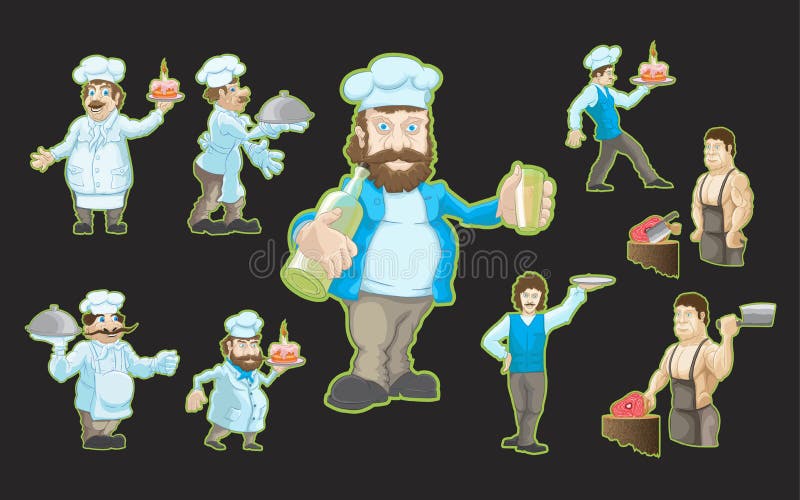 Set of Chefs in Different Uniforms of Different Races in Flat Stock ...