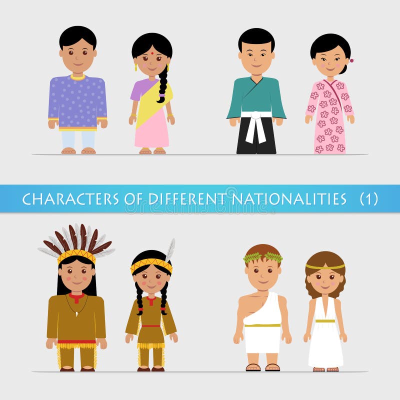 Set Characters of Different Nationalities Stock Vector - Illustration ...