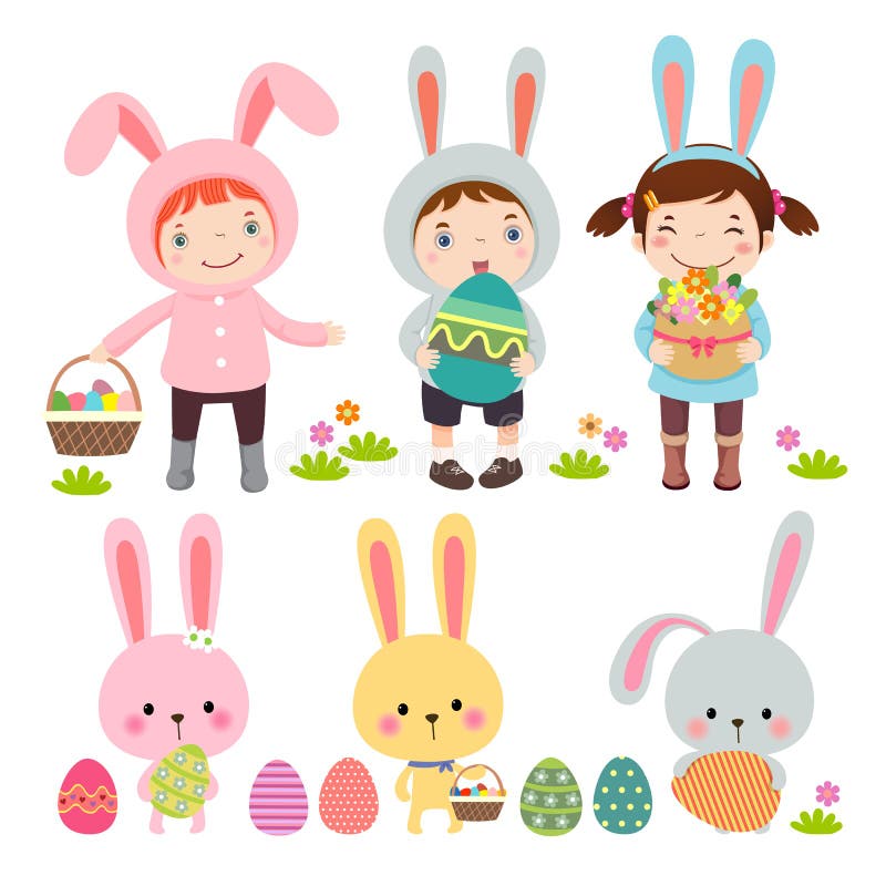 Set of Characters and Icons on the Easter Theme Stock Vector ...