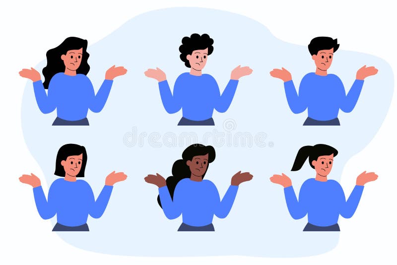 A Set of Characters, Surprised People. a Questioning Look Stock Vector ...