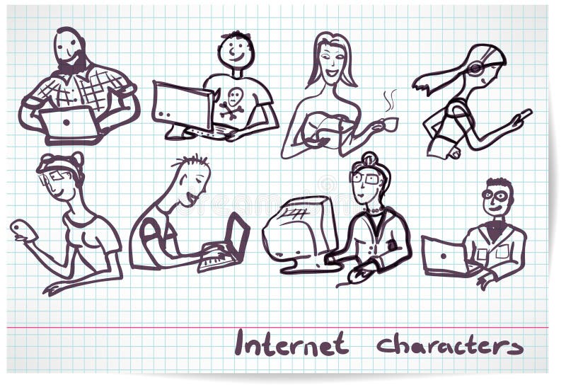 Set of Characters on the Theme of Internet Technology and Device Stock ...
