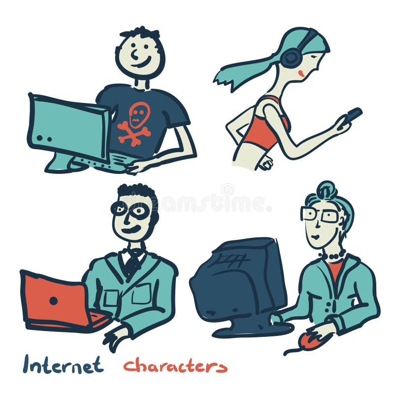 Set of Characters on the Theme of Internet Technology and Device Stock ...