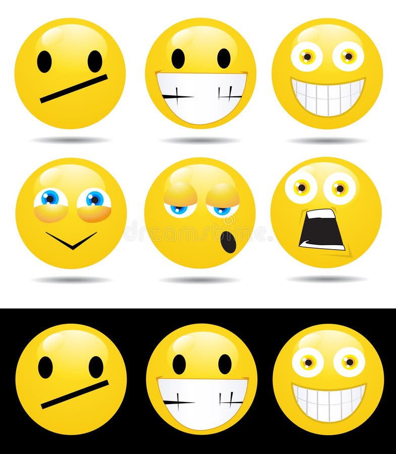 Set of Characters of Yellow Emotions Stock Vector - Illustration of ...
