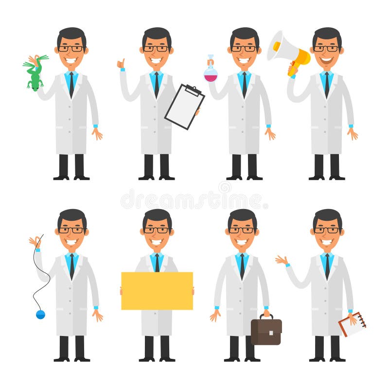 Set Characters Young Scientist Stock Vector - Illustration of professor ...
