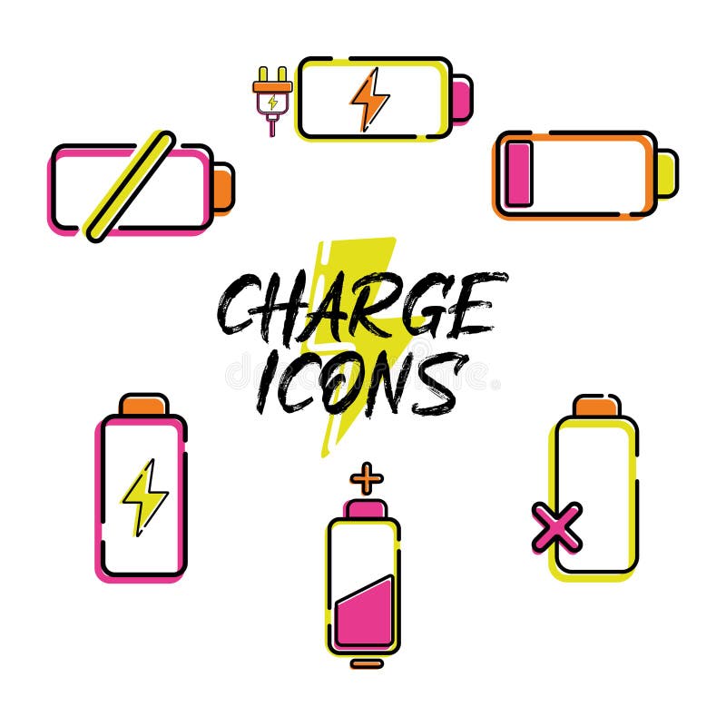 Set of Charge Icon Sketch Vector Stock Vector - Illustration of ...