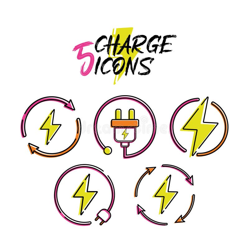Set of Charge Icon Sketch Vector Stock Vector - Illustration of design ...