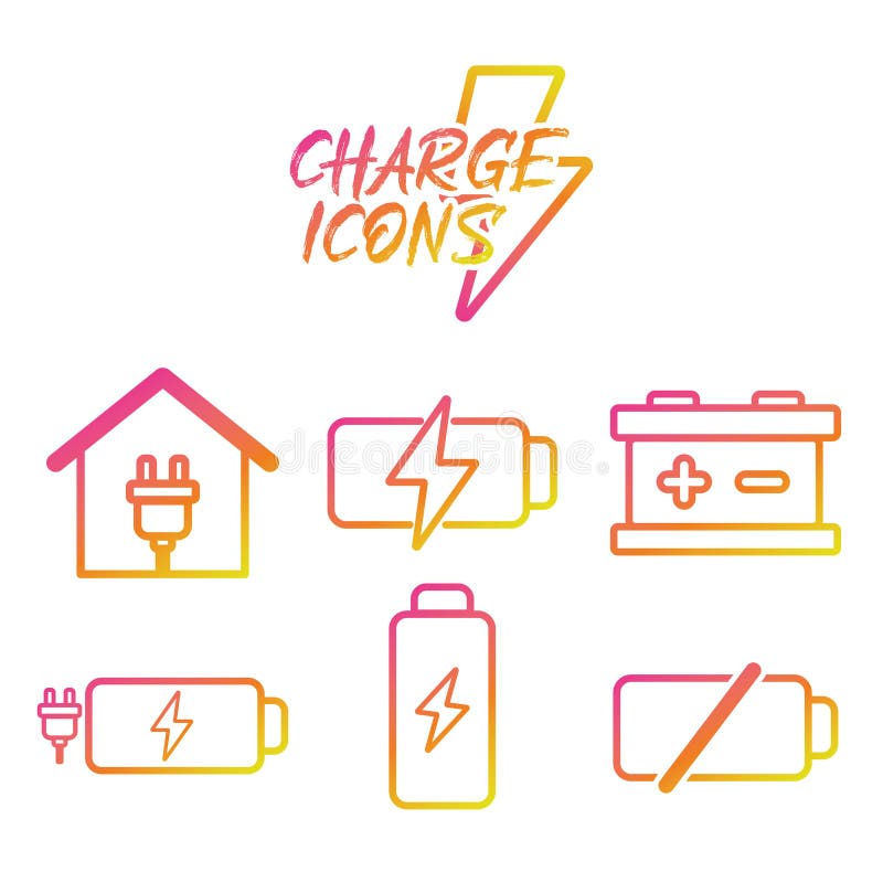 Set of Charge Icon Sketch Vector Stock Vector - Illustration of ...