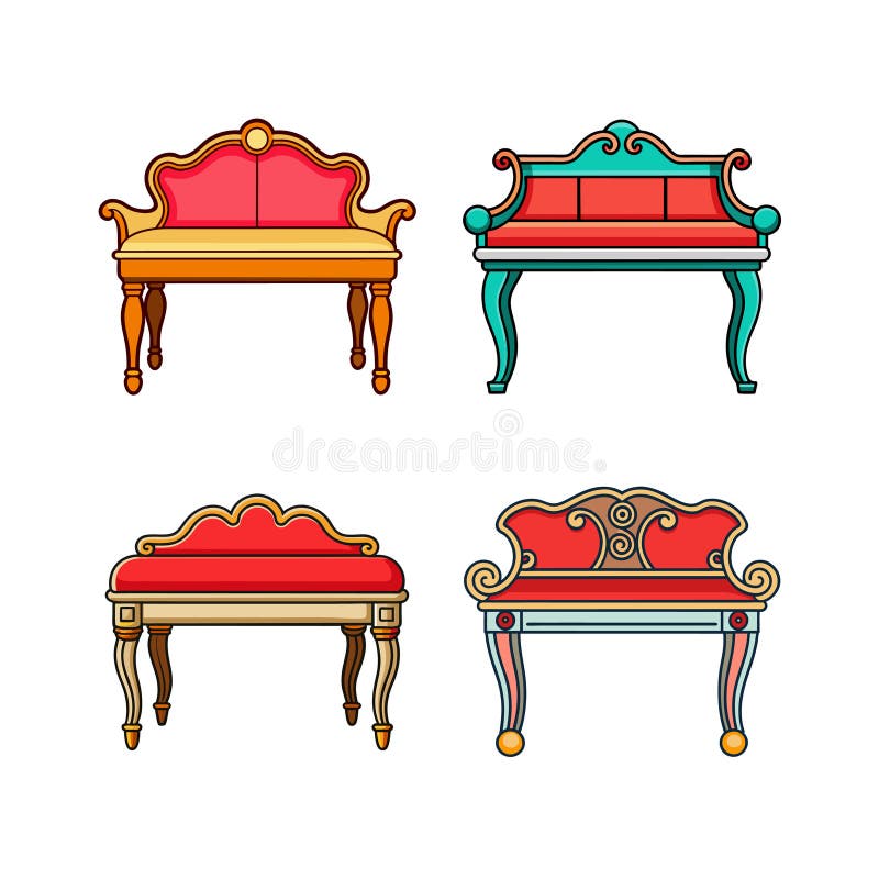 Charming Console Bench Furniture Design Stock Illustrations – 6 ...
