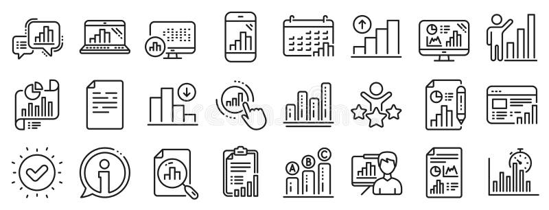 Graph Line Icons. Set of Chart Presentation, Report and Increase Growth ...