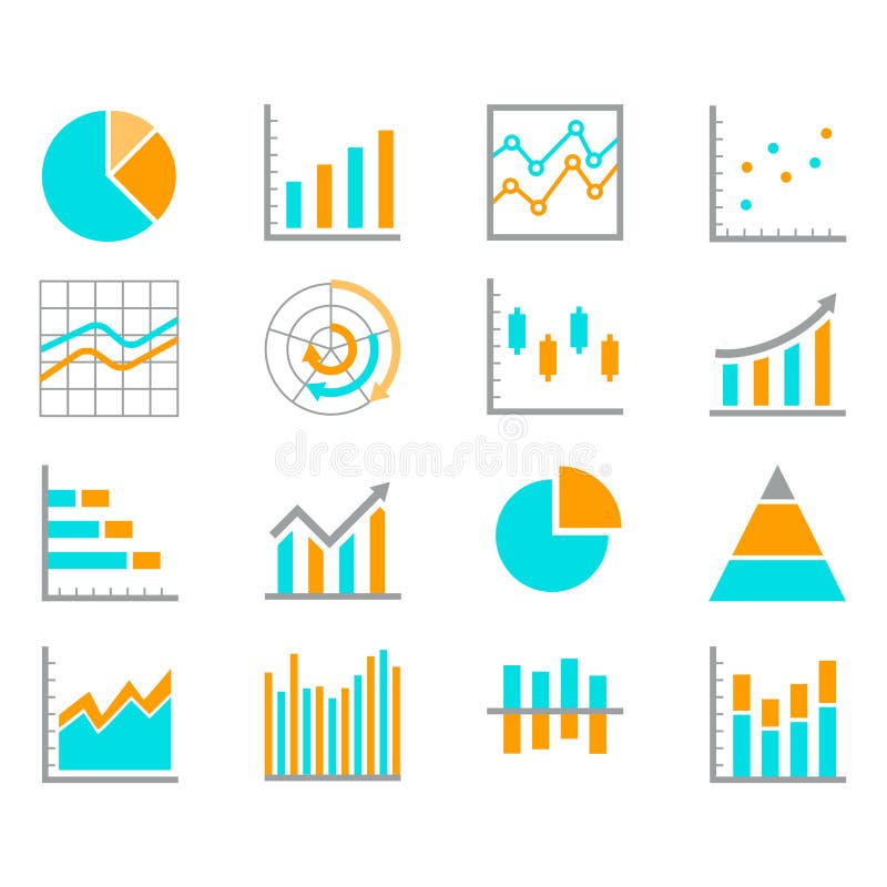 Set of Chart for Report Icon. Flat Icons Vector Illustration Stock ...