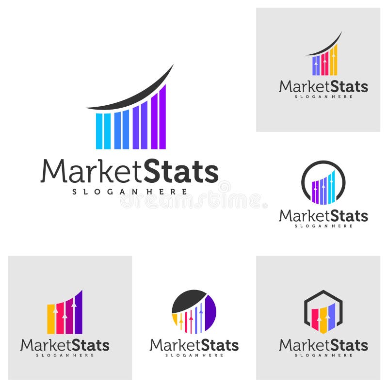 Set of Chart Stats Logo Template. Market Success Vector Design Stock ...