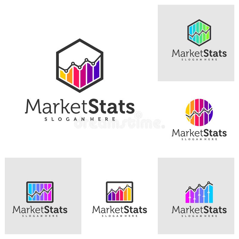 Set of Chart Stats Logo Template. Market Success Vector Design Stock ...
