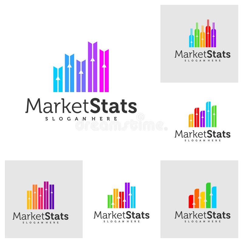 Set of Chart Stats Logo Template. Market Success Vector Design Stock ...