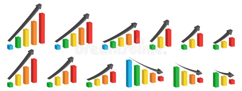 Set of Charts with Arrow Up - Vector Stock Illustration - Illustration ...