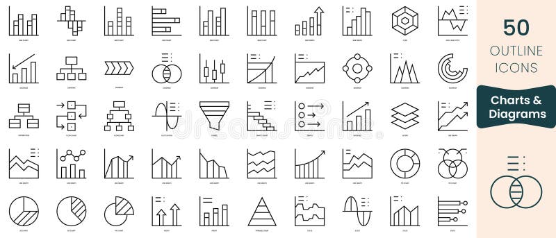 Set of Charts and Diagrams Icons. Thin Linear Style Icons Pack Stock ...