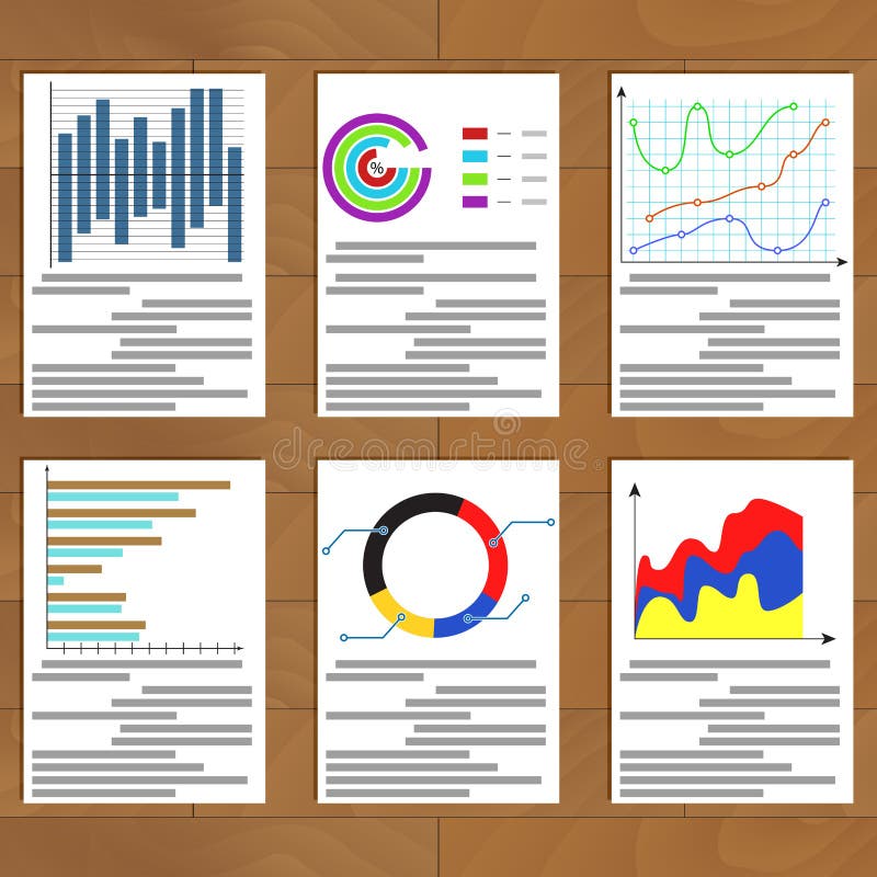 Set of charts document stock vector. Illustration of color - 90627466