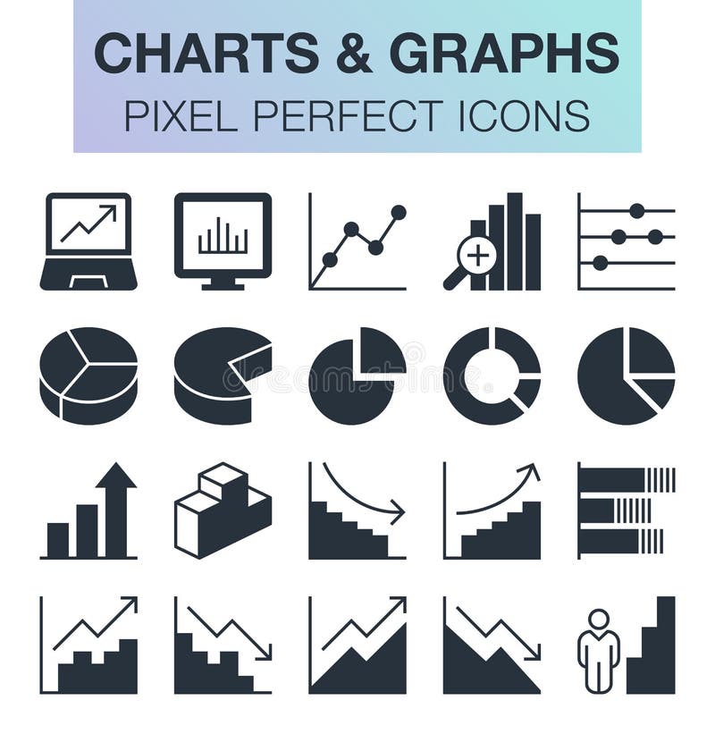 Set of Charts and Graphs Icons. Stock Vector - Illustration of ...