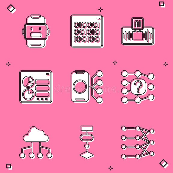 Set Chat Bot, Binary Code, Artificial Intelligence AI, Computer Api Interface, Neural Network ...