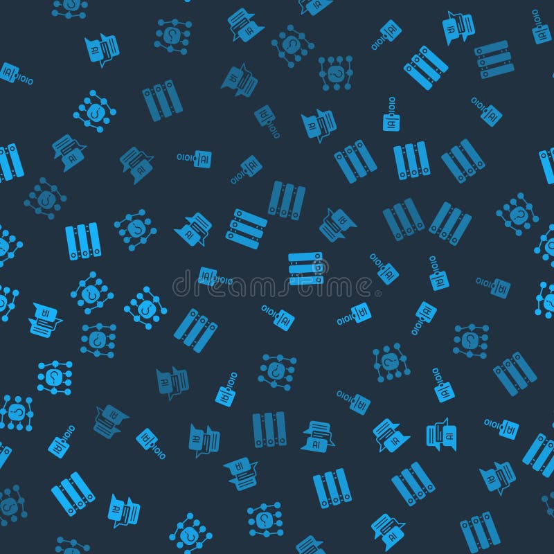 Set Chat Bot Binary Code Server Data And Neural Network On Seamless Pattern Vector Stock