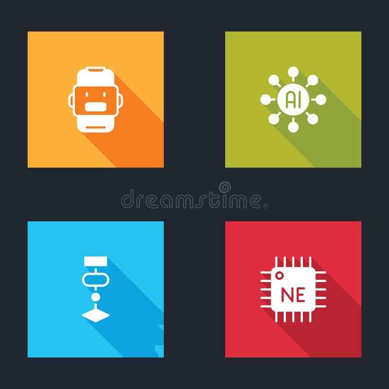 Set Chat Bot, Neural Network, Algorithm and Processor CPU Icon. Vector ... Set Chat Bot, Neural Network, Algorithm and Processor CPU Icon. Vector ...