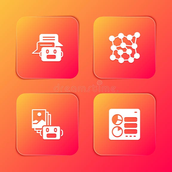 Set Chat Bot, Neural Network, Artificial Intelligence Robot and Computer Api Interface Icon ...