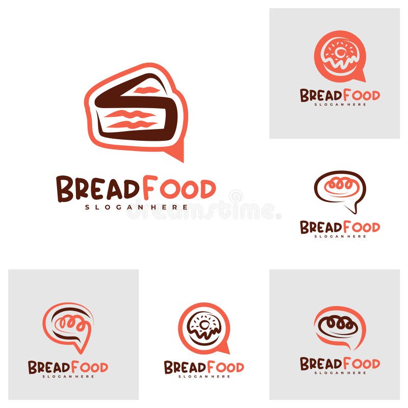 Set of Chat Bread Food Logo Vector Template, Creative Bread Logo Design ...