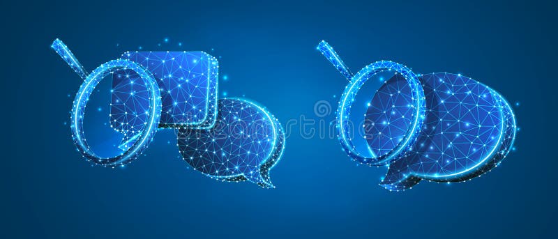 Set of Chat Bubbles with Magnifying Glass. Communication Analysis ...