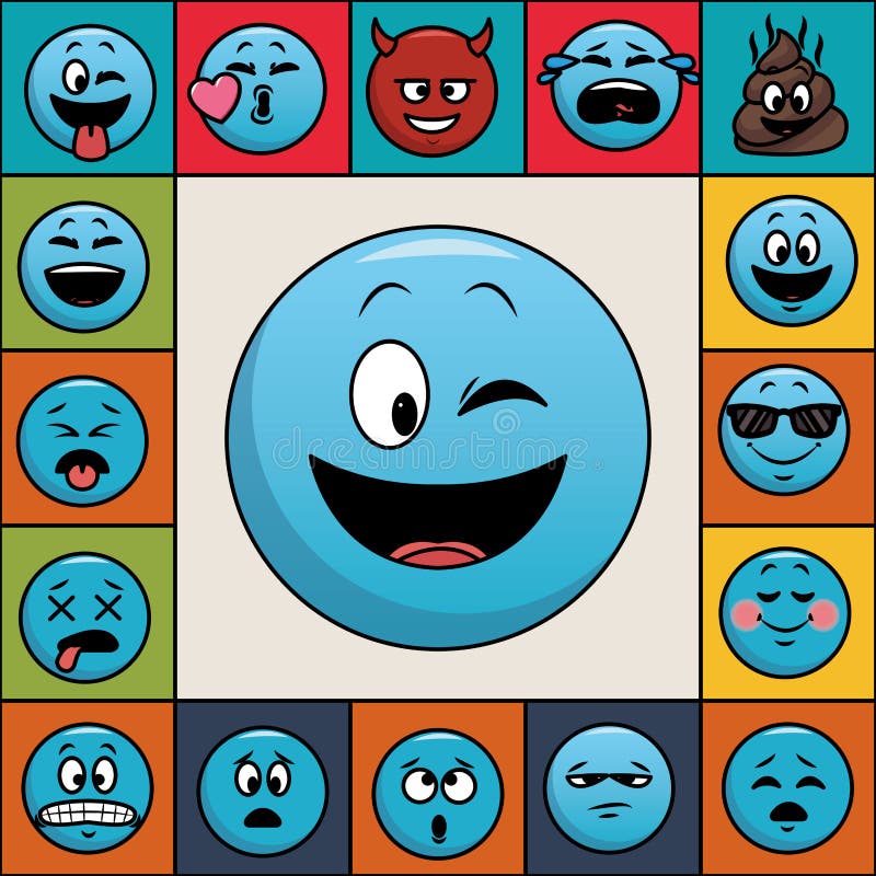 Chat Emoticons with Ribbon Banner Sketch Stock Vector - Illustration of ...