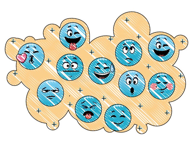 Set of Chat Emoticons Scribble Stock Vector - Illustration of laugh ...