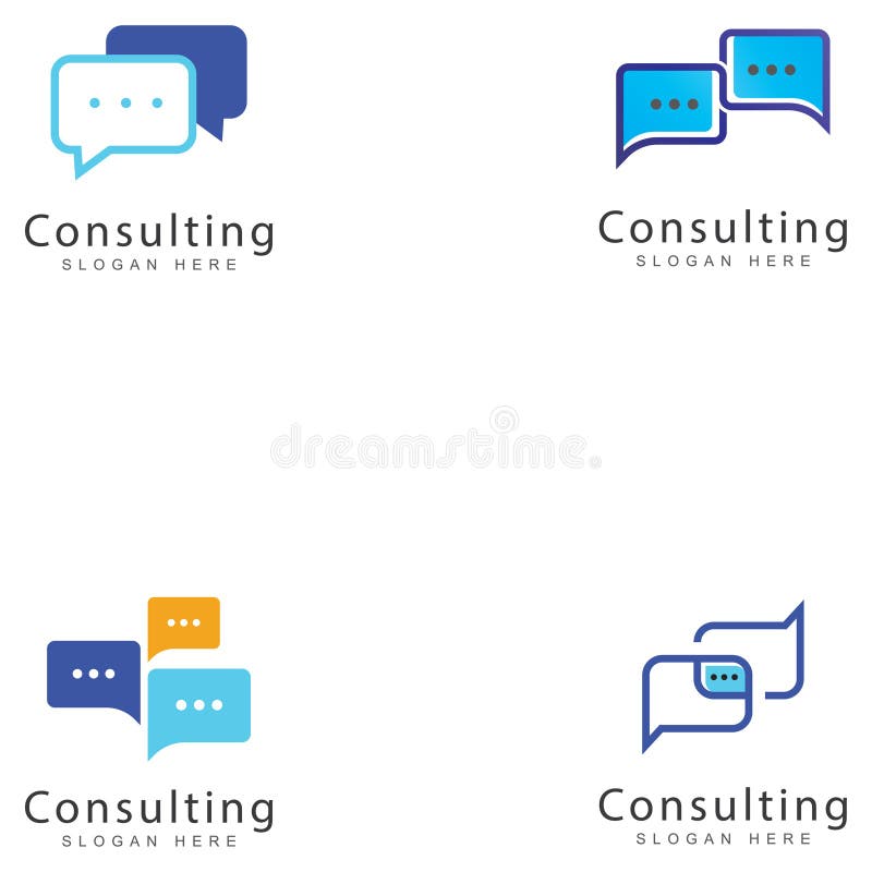 Set of Chat Talk Consulting Logo Design Concept Stock Vector ...