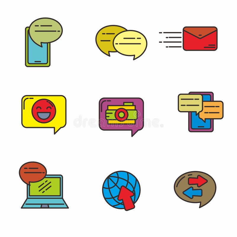 Set of Communication Related Vector Illustration. Communication Icons ...
