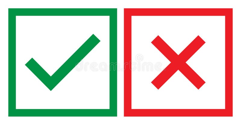 Set of Check and Cross Mark, Yes and No Symbol Vector Illustration, Bad ...