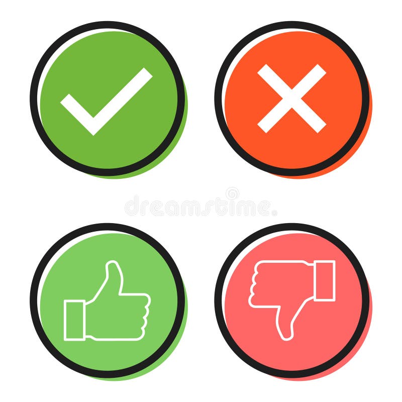 Set of Check Do Dos Mark, Correct Wrong Sign, Vector Illustration ...