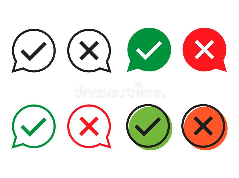 Set of Check Do Dos Mark, Correct Wrong Sign, Vector Illustration ...