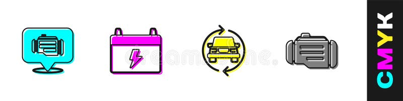Set Check Engine, Car Battery, Service and Icon. Vector Stock Vector ...