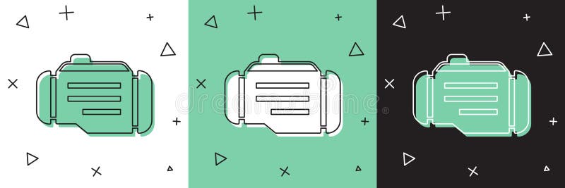 Set Check Engine Icon Isolated on White and Green, Black Background ...