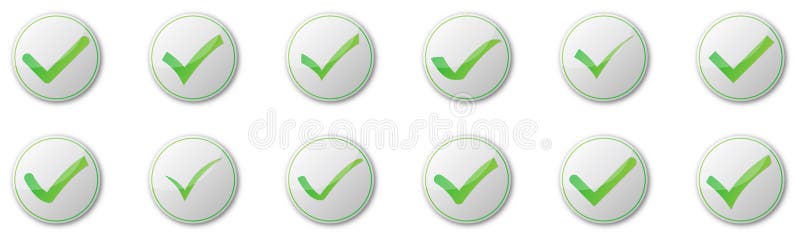 Set of Check Mark Buttons. Vector Approved Icons with Shadows Stock ...