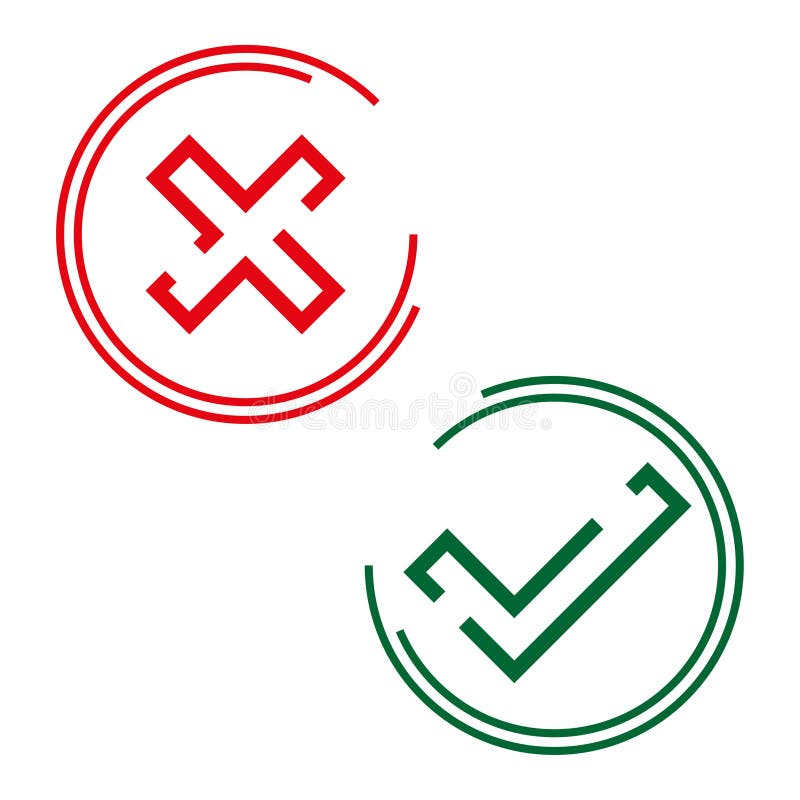 Set Check Mark and Cross Line Icon. Vector Illustration Stock Vector ...
