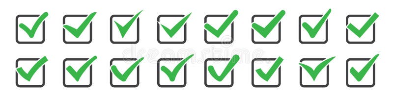 Set of Check Marks or Ticks in Boxes Stock Vector - Illustration of ...