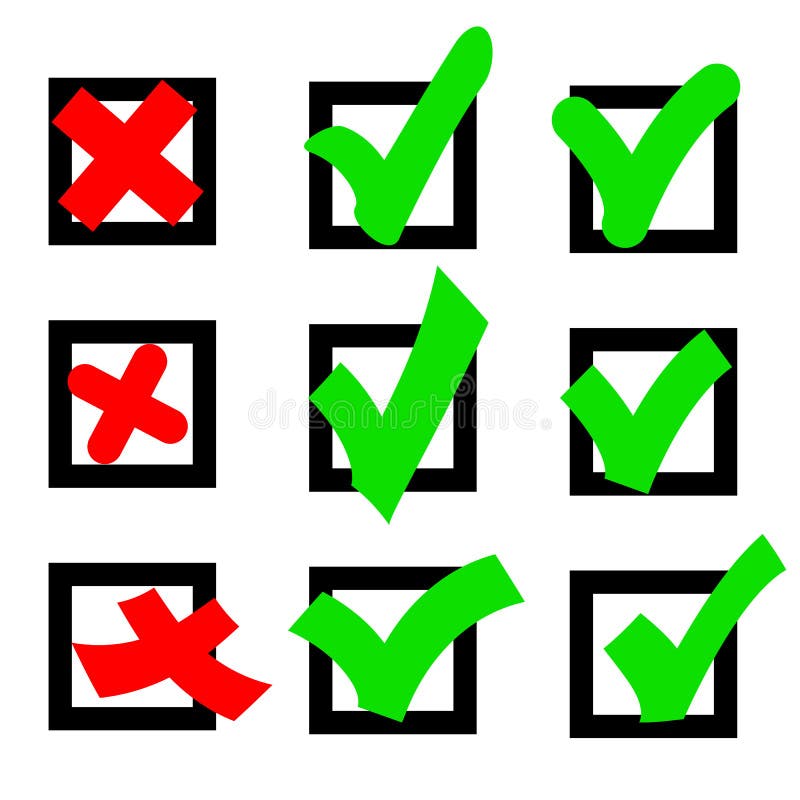 Set Check Marks or Ticks in Boxes Conceptual Stock Vector ...