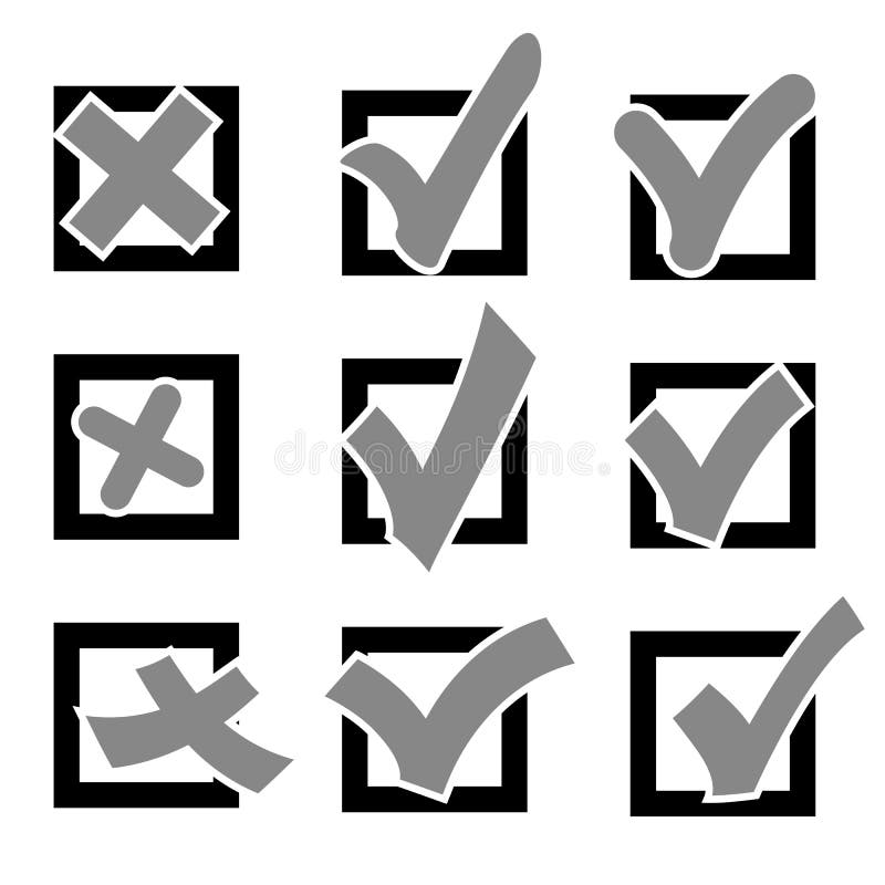 Set Check Marks or Ticks in Boxes Conceptual Stock Vector ...