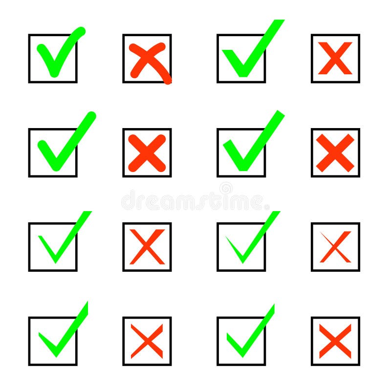 Set of Check Marks and Xs. stock vector. Illustration of green - 44302240