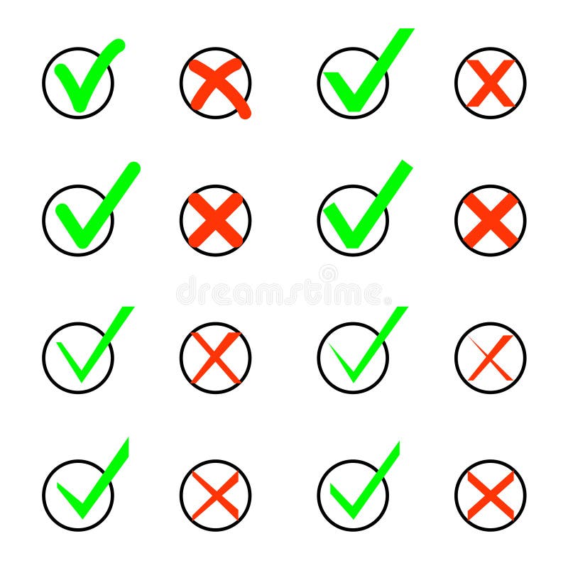 Set of Check Marks and Xs. stock vector. Illustration of green - 44302240