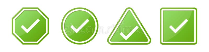 Set of Check Sign in Different Shapes in Green Stock Vector ...