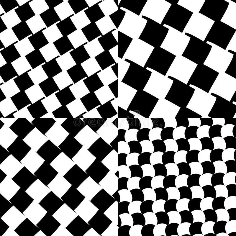 Checkered Patterns with Distortion, Deformation Effect. Repeat Stock ...