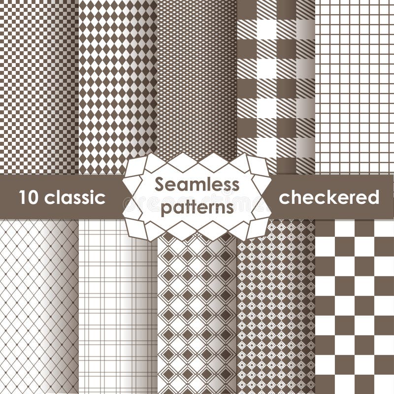 Set of Checkered Simple Fabric Seamless Pattern in Pink and White Stock ...