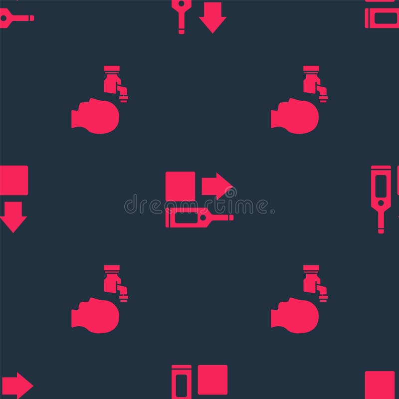 Set Checking Body Temperature and Digital Thermometer on Seamless ...