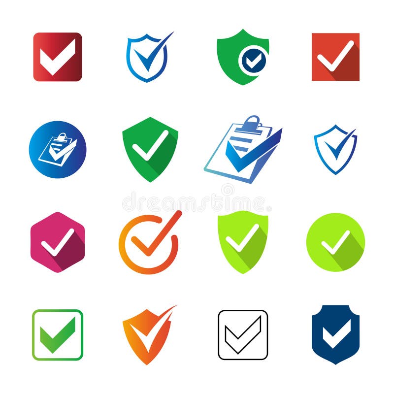 Set Checklist Icon, Shield, Document, Vector Stock Vector ...